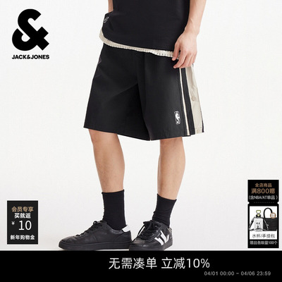 【NBA联名款】杰克琼斯男装春季短裤底摆开叉抽绳可调节腰头舒适