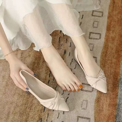 单鞋女2024新款春秋百搭浅口气质仙女风淑女鞋子夏软底尖头平底鞋