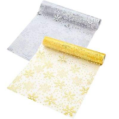 11*108 Inch Winter Snowflake Table Runner Gold Organza Chris