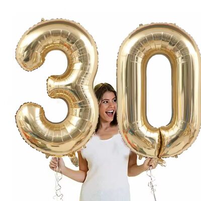 2pcs 40 inch Large Light Gold Number figure Balloons 10 20 3