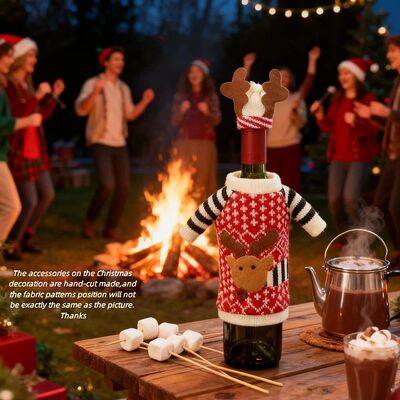 1set/2set Christmas Reindeer Red Wine Bottle Sleeve, Christm