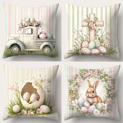 Easter decoration pillowcase Easter egg wreath bunny pattern
