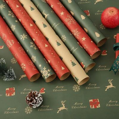 52*74cm Christmas Wrapping Paper Kraft Festival Gift Wrap wi