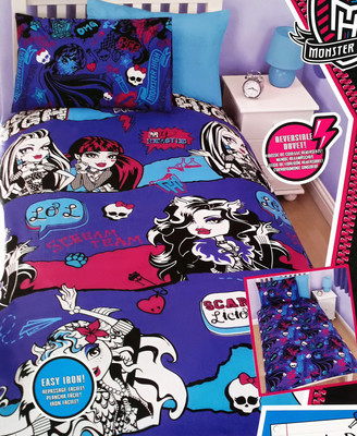 精灵高中骷髅头被套被罩枕头套135x200儿童学生MONSTERHIGH 外贸