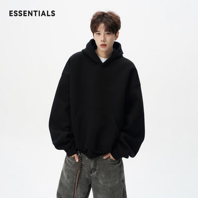 美式重磅解构拼接连帽卫衣男冬季