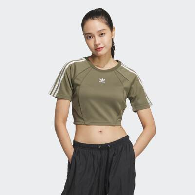 Adidas/阿迪达斯 女子三叶草复古穿搭短款运动短袖圆领T恤 JD3285