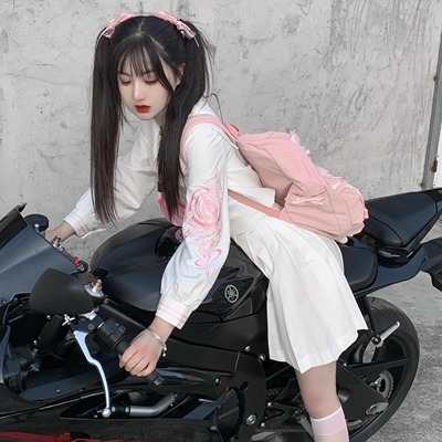 完售展示【蝶姬】猫圆圆原创刺绣正统不良jk制服白粉拍下发明信片