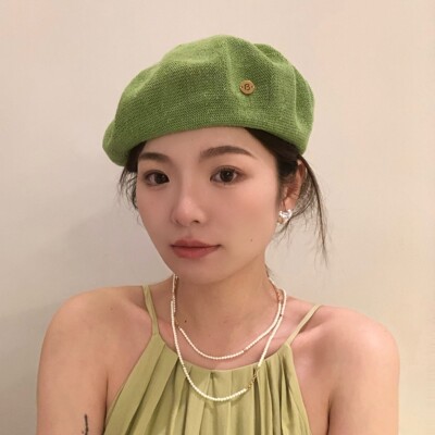 贝雷帽日常休闲女春夏亚麻