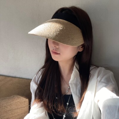 空顶发箍草帽日常休闲女春夏细编