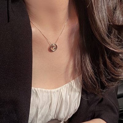 双色项链女轻奢小众ins冷淡风网红2025设计感双环简约气质锁骨链