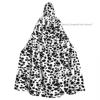 Adult Vampire Cape Hooded Robe Dalmatian Dog Print Halloween
