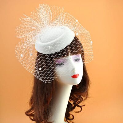 Women Fascinator Hat 20s Vintage Solid Color Felt Pillbox Sm