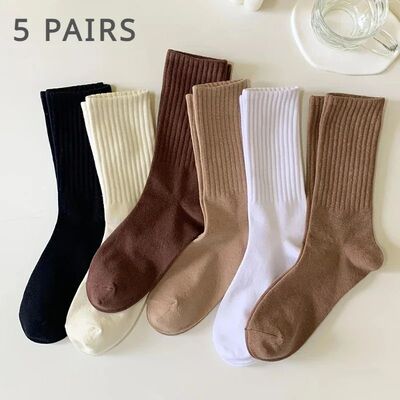 5 Pairs Unisex Women Men Crew Socks High Tube Cotton Socks H
