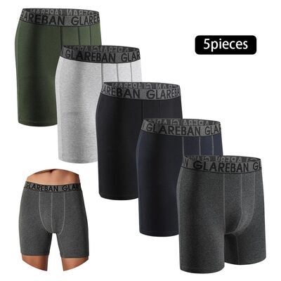 5pcs Set Mid-Long Cotton Brand Boxer Shorts for Men Underwea
