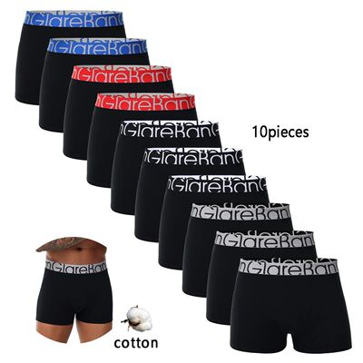 10pcs pack Black Cotton Boxer Shorts Men Underwear Soft Male