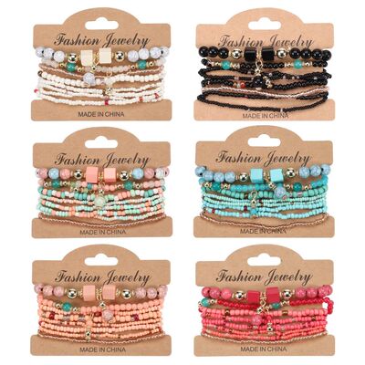 Bohemian Handmade Beads Bracelet Set For Women Summer Colorf