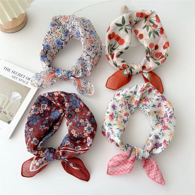 55cm Girls Cotton Linen Spring Summer Square Scarf for Women