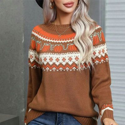Women Casual Sweaters Christmas Knitwear Tops Female Long Sl