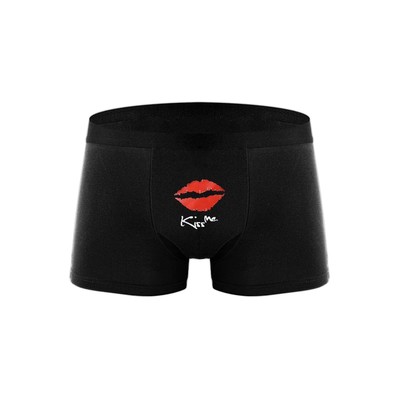 Men Funny Letter Print Panties Boxer Briefs Kiss Me Breathab