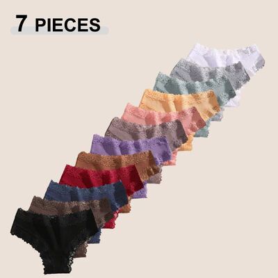 7PCS/Set Women Sexy Lace Panties Cotton Seamless Brazilian P