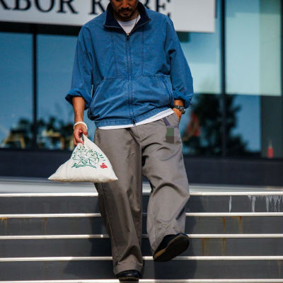 紫标COOLMAXChino斜纹布宽松直筒透气男女休闲裤N25FC033