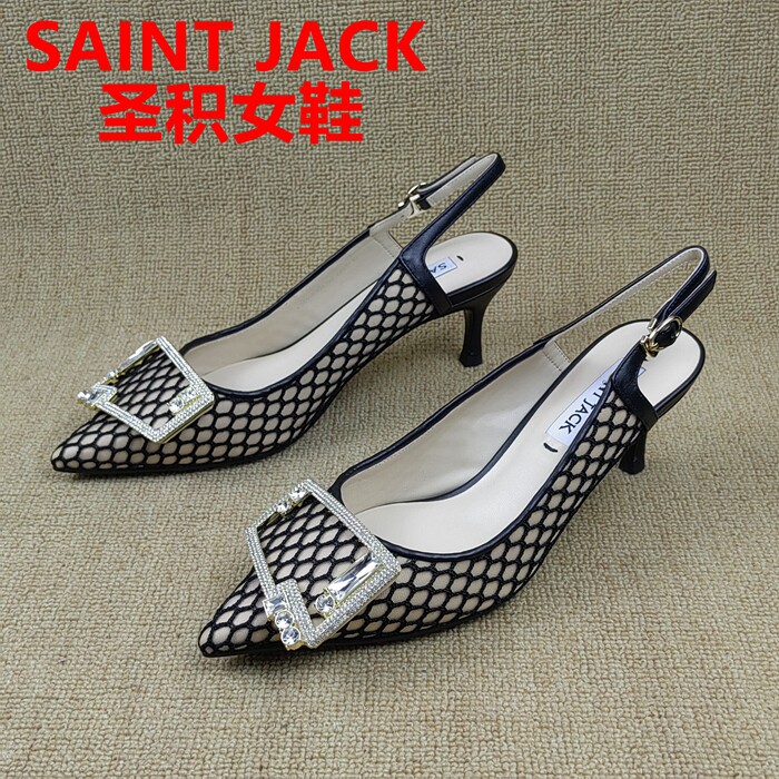 SAINT JACK圣积正品撤柜处理夏季新款尖头后空扣带百搭时尚女凉鞋