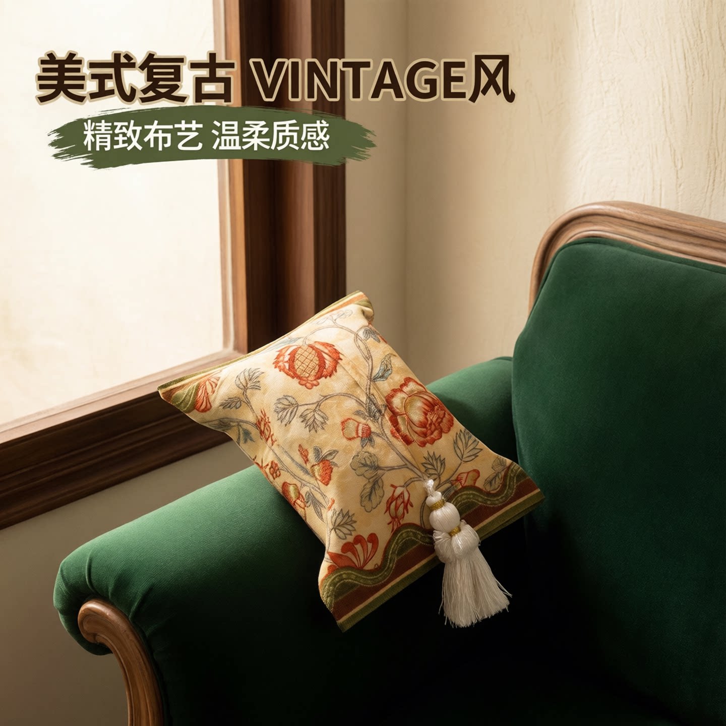 轻奢复古vintage中古风纸巾袋美式创意纸巾套客厅车用简约抽纸盒