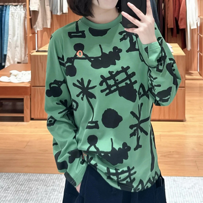 素然26新款女士通勤印花长袖T恤