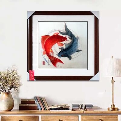 纯手工刺绣湘绣沁天湘绣双鲤鱼图