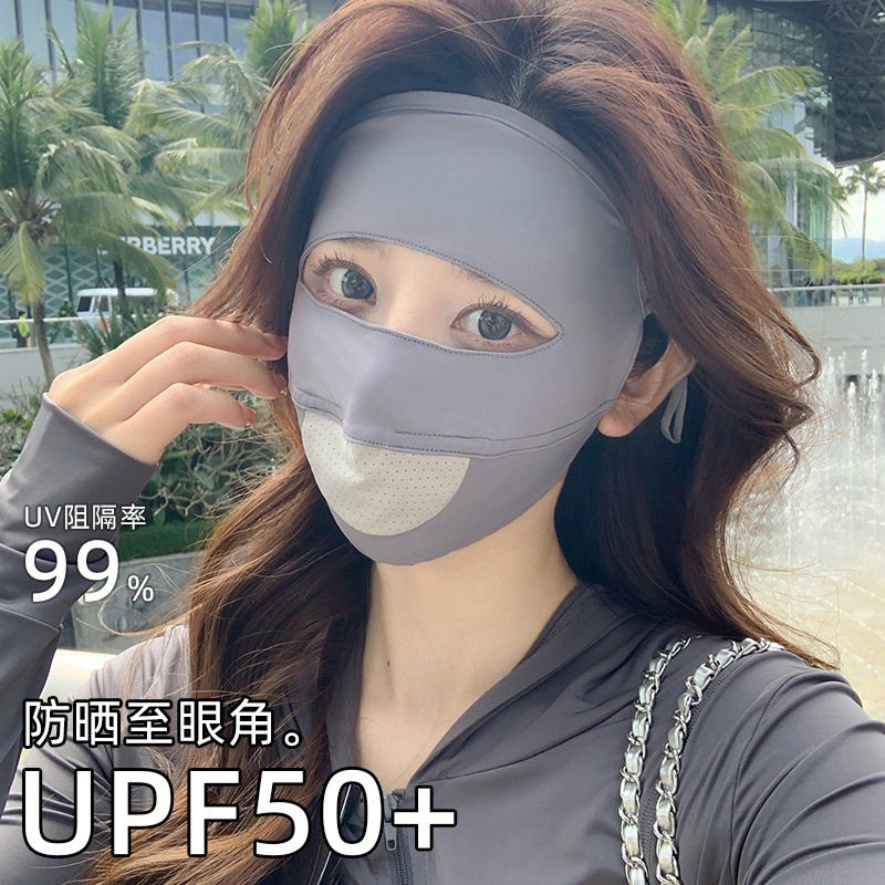 夏季防晒面罩女网孔透气面纱防紫外线户外骑车遮阳防晒口罩脸基尼