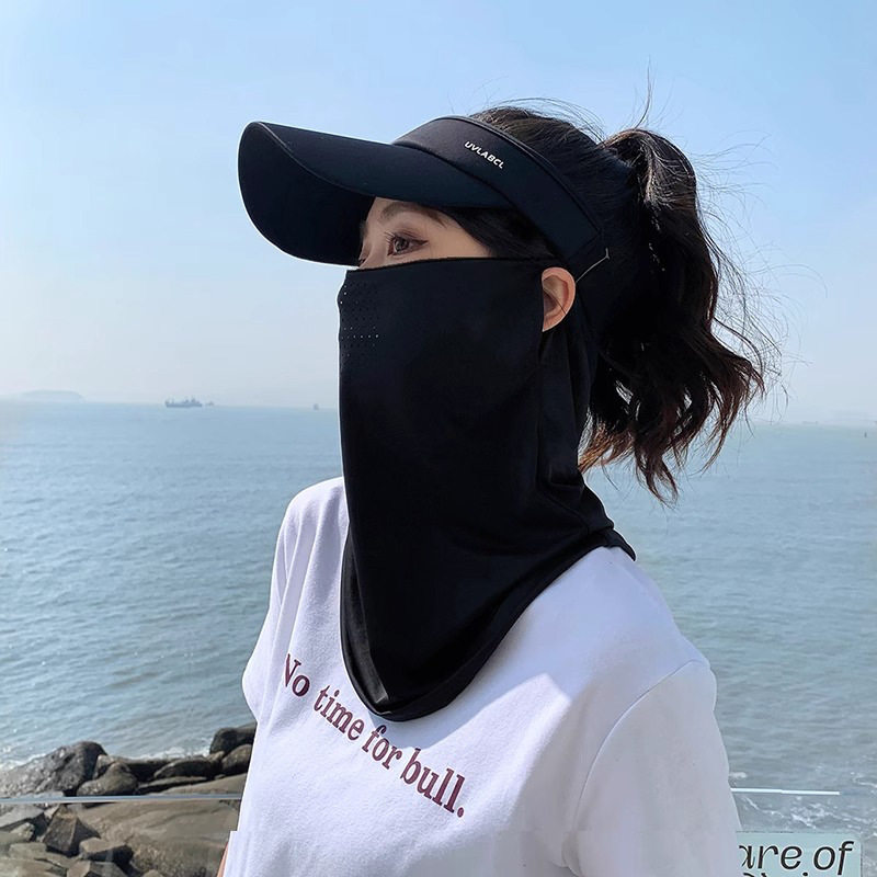 冰丝防晒面罩女全脸防紫外线透气薄遮阳骑行护颈面纱开车口罩围脖