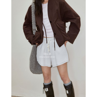 RESS春季新款系带短款卫裤女