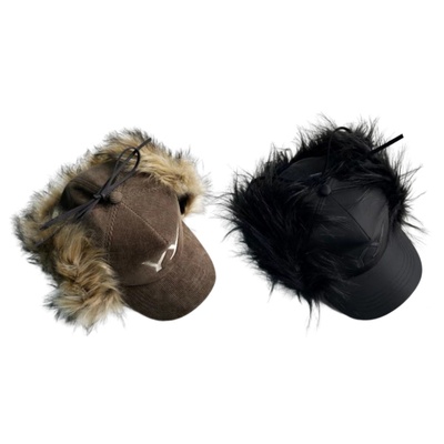 韩国小众OPEN刺绣毛绒护耳棒球帽