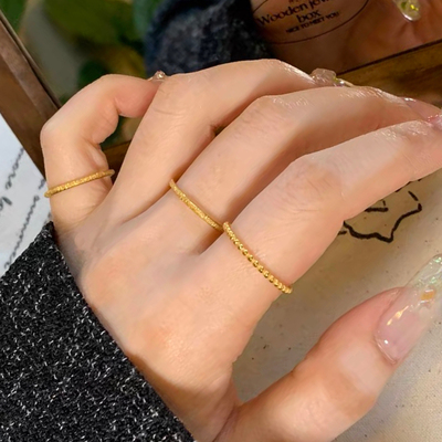 钛金水洗叠戴极简日系简约风戒指