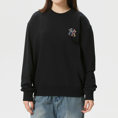 正品MLB男女简约百搭时尚潮流舒适透气圆领卫衣套头衫3AMTB1161