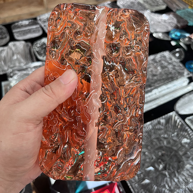 超白双面冰晶纹圆片水晶挂片玻璃砖隔断墙玄关背景墙商业区装饰