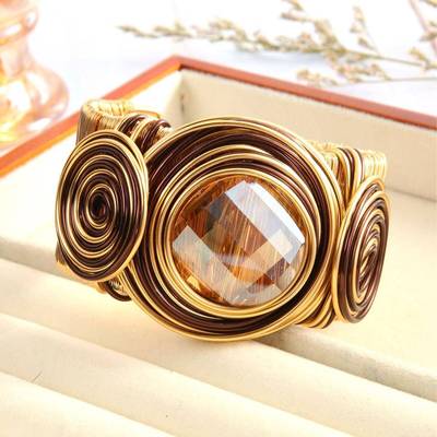 爆款retro punk style 手工编织铝线exaggeration crystal bracel