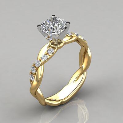 DIWENFU 14K Rose Gold White 1 Carat FL Diamond Ring for Fema