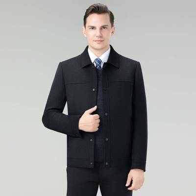 秋冬毛男士高品务质羊836-F含羊绒双面呢大衣短款商休闲百搭毛外