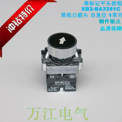 黑底白箭头 符号开关XB2-BA3351C 带标记 平头按钮 XB2-BA3341C