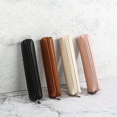 1pc Mini Makeup Pencil Case Bag, Premium Faux Leather Pencil