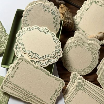 Vintage Embossed Note Cards with Floral & Geometric Designs