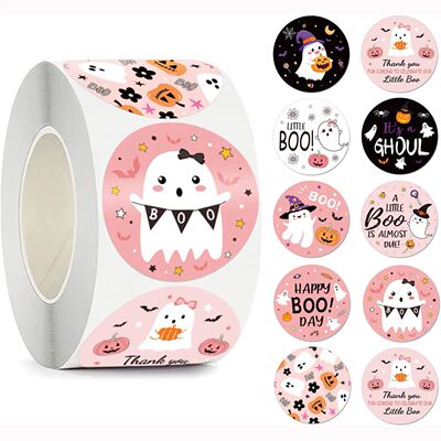 100-500pcs Cute Halloween Ghost Sticker, 2.5cm White Ghost L