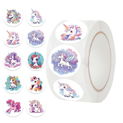 500Pcs/Roll Cartoon Animal Unicorn Stickers Kindergarten Chi
