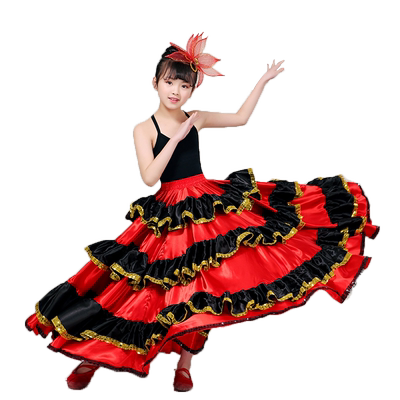 儿童西班牙演出开场舞大摆裙