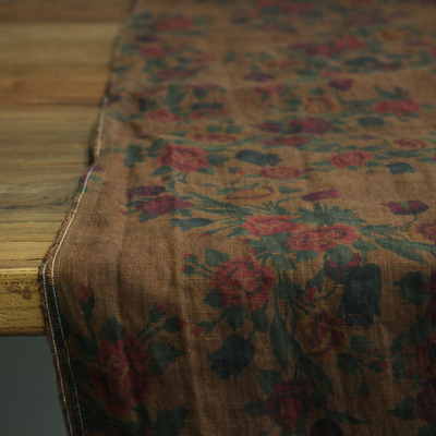 瓦娜家亚麻服装田园印花袍衫布料