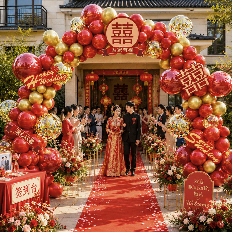 气球拱门结婚用品装饰气球门 婚礼拱门全套婚庆布置路引气球装饰