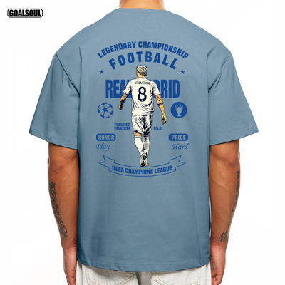 皇马 巴尔韦德 T恤VALVERDE8号足球美式复古休闲潮牌重磅纯棉短袖