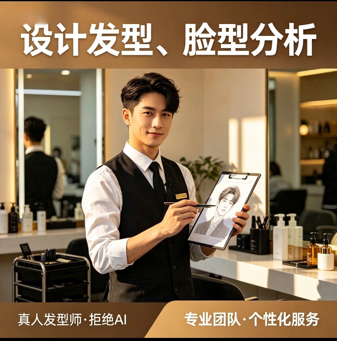 发型设计看脸型测发型线上咨询男士女生发型师专业分析个人形象