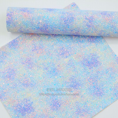 DIY发饰拼豆烫豆格利特 20X22CM粉蓝梦幻云彩纹大亮片人造皮革